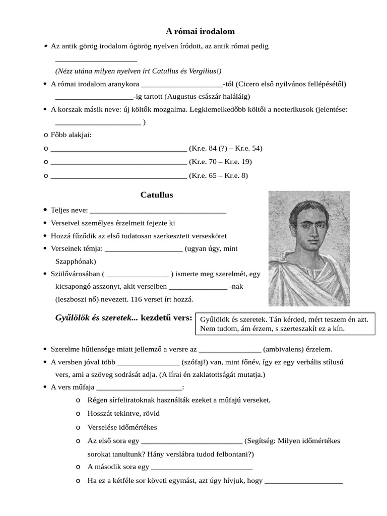 A Római Irodalom - Catullus | PDF