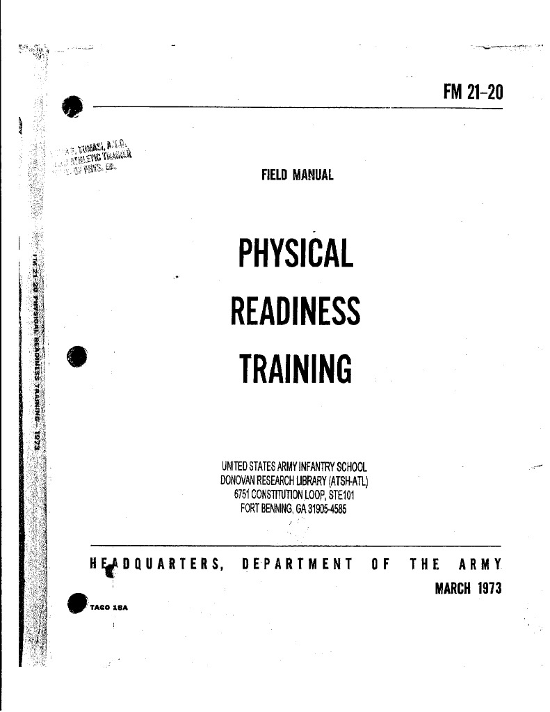 FM 21-20-1973 Physical Readiness Training | PDF | Leadership | Physical ...