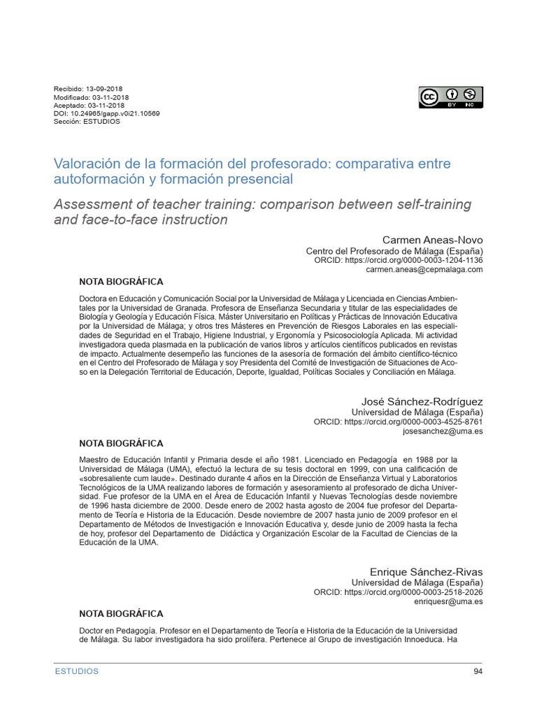 Valoracion de La Formacion Del Profesora | PDF | Maestros | Enseñando