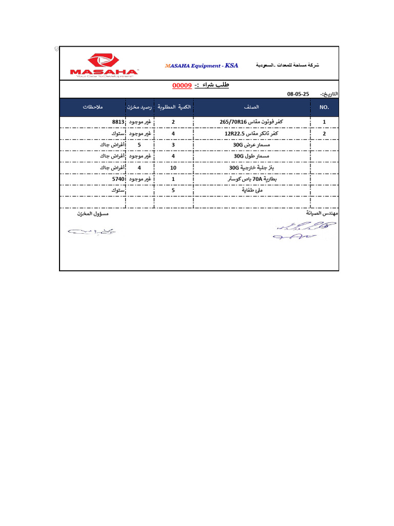 طلب شراء 0009 | PDF