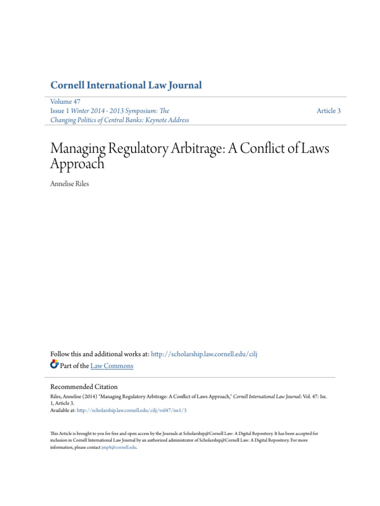 Managing Regulatory Arbitrage - A Conflict of Laws Approach | PDF ...