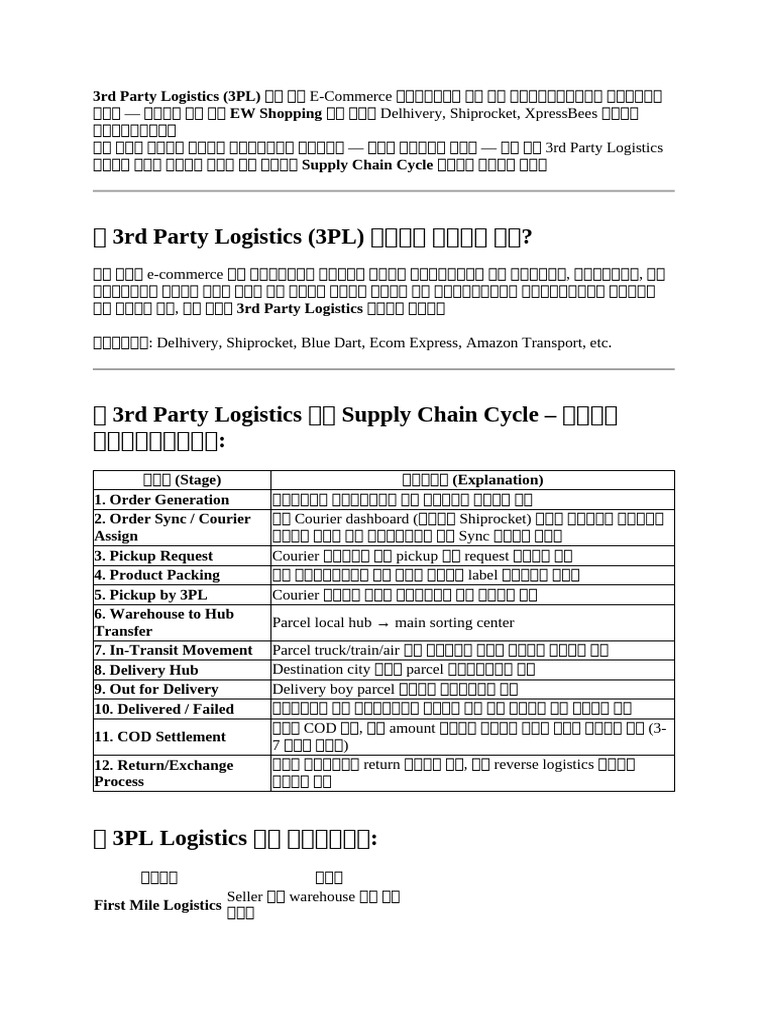 3rd Party Logistics | PDF