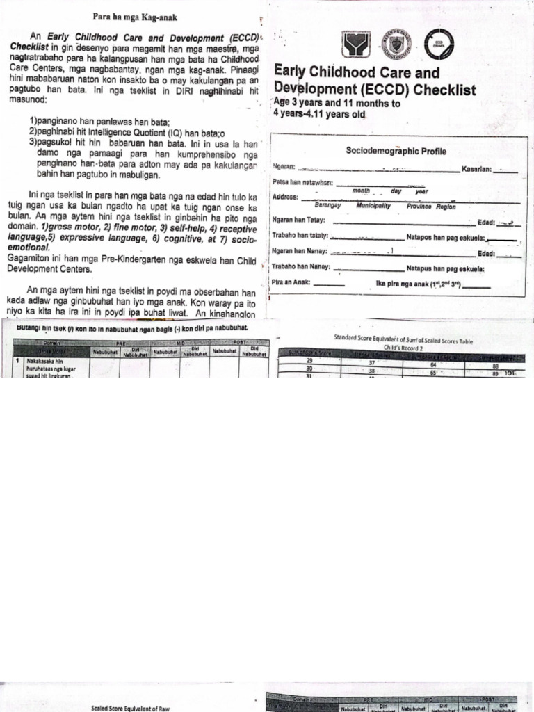 Daycare Eccd Checklist (Waray) | PDF