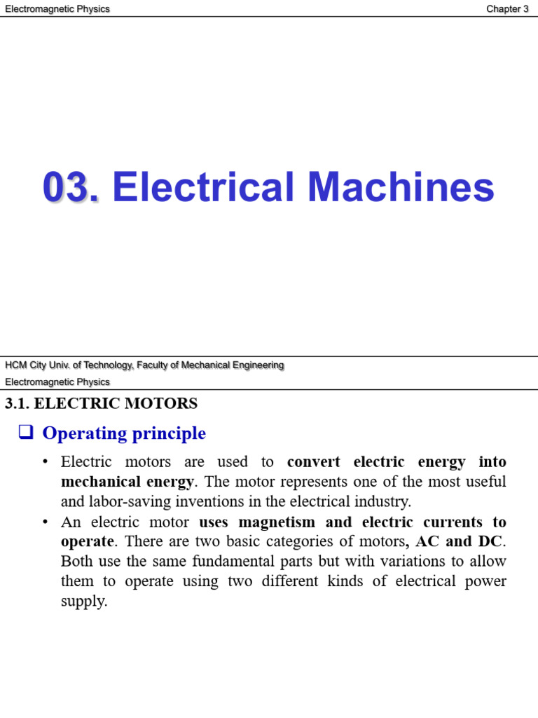 Chapter.03 Electrical Machines | PDF | Electric Motor | Electric Generator