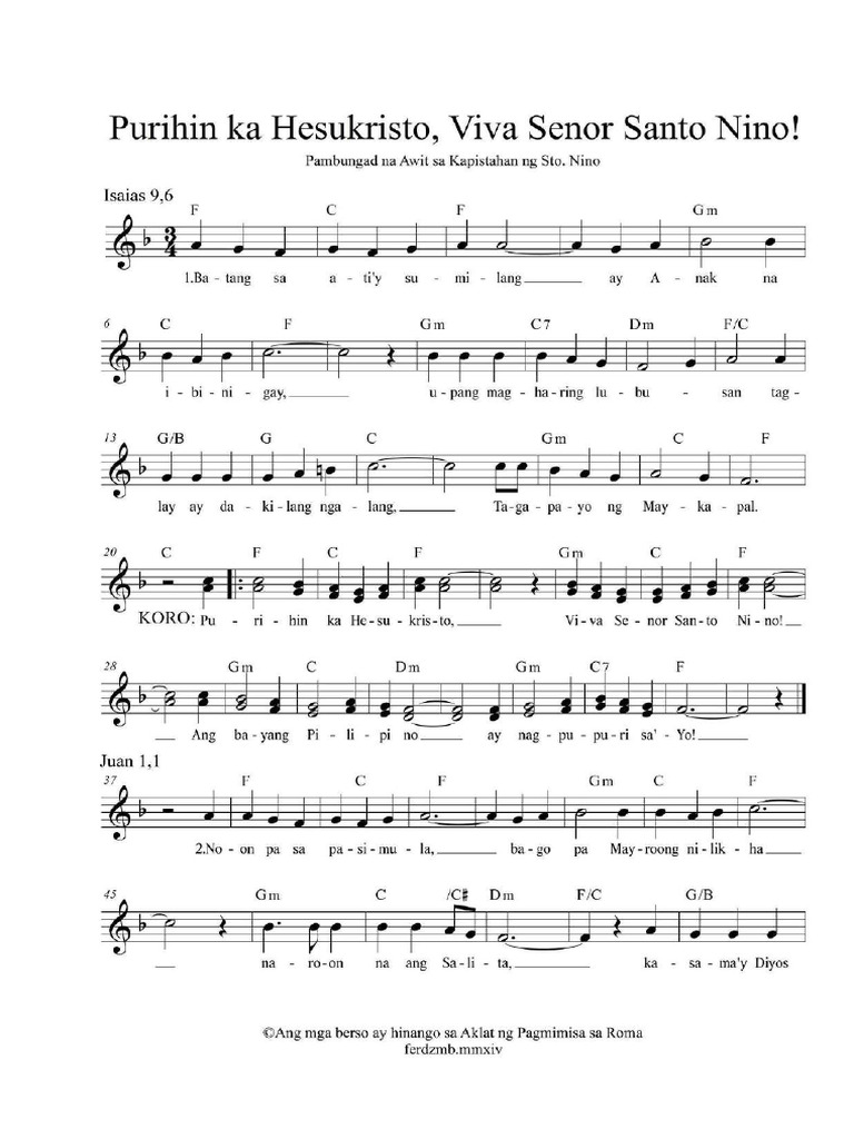 Mga Awiting Pansamba para Sa Kapistahan NG Sto. Niño FMB | PDF