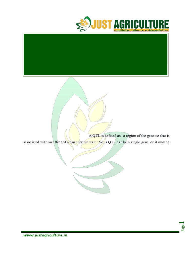 QTL Mapping in Crop Plants Principles and Applications | PDF ...