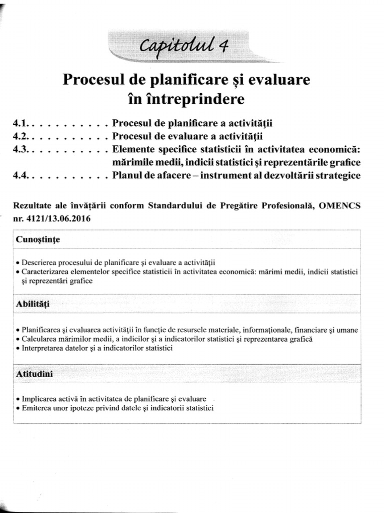 Cap 4 Procesul de planificare si evaluare in intreprindere | PDF