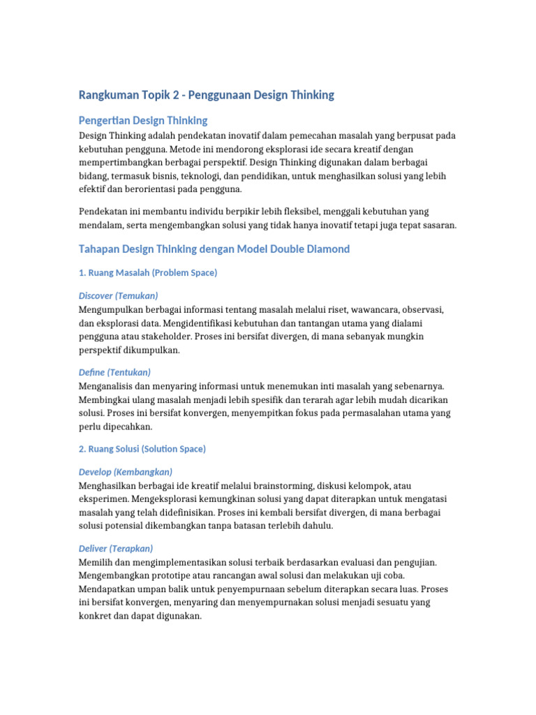 Rangkuman Design Thinking | PDF