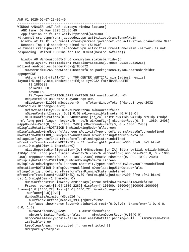 Dumpsys ANR WindowManager | PDF | Mobile Software | Thin Clients