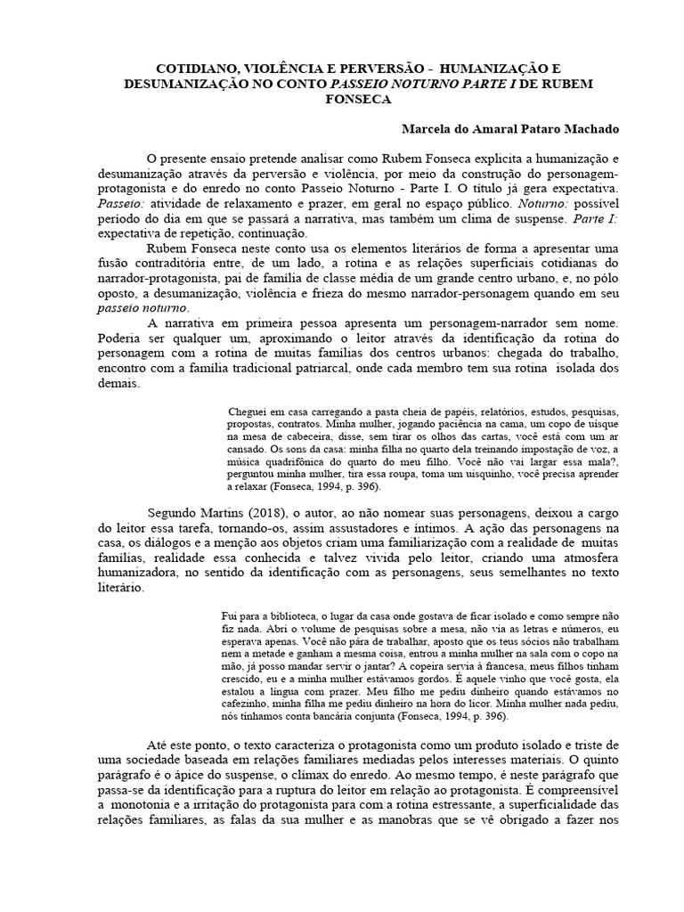 Ensaio - Passeio Noturno Parte I - Marcela | PDF | Contos | Narrativa