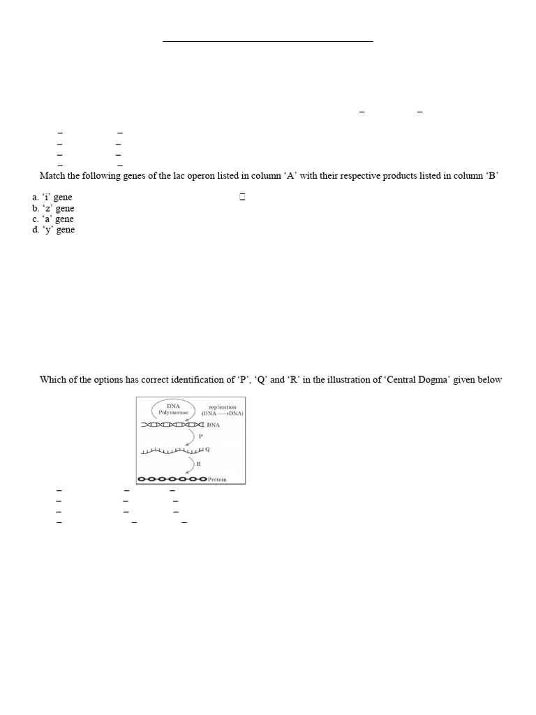 Molecular Inheritance Practice Questions | PDF | Dna | Rna