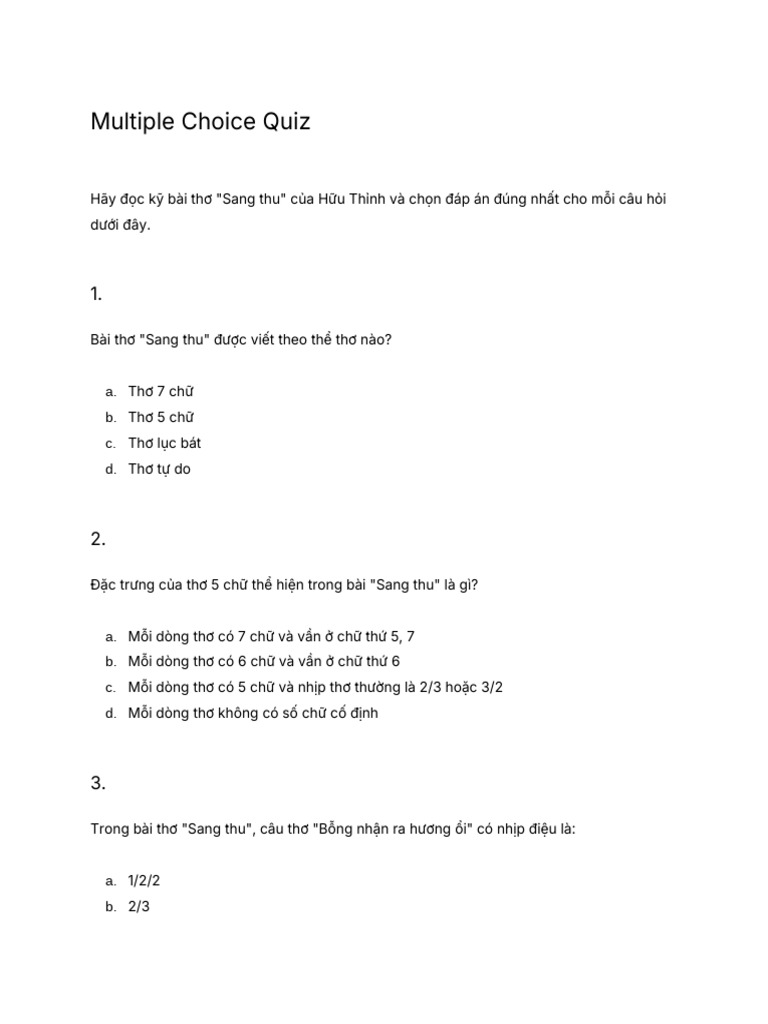 Multiple Choice Quiz | PDF