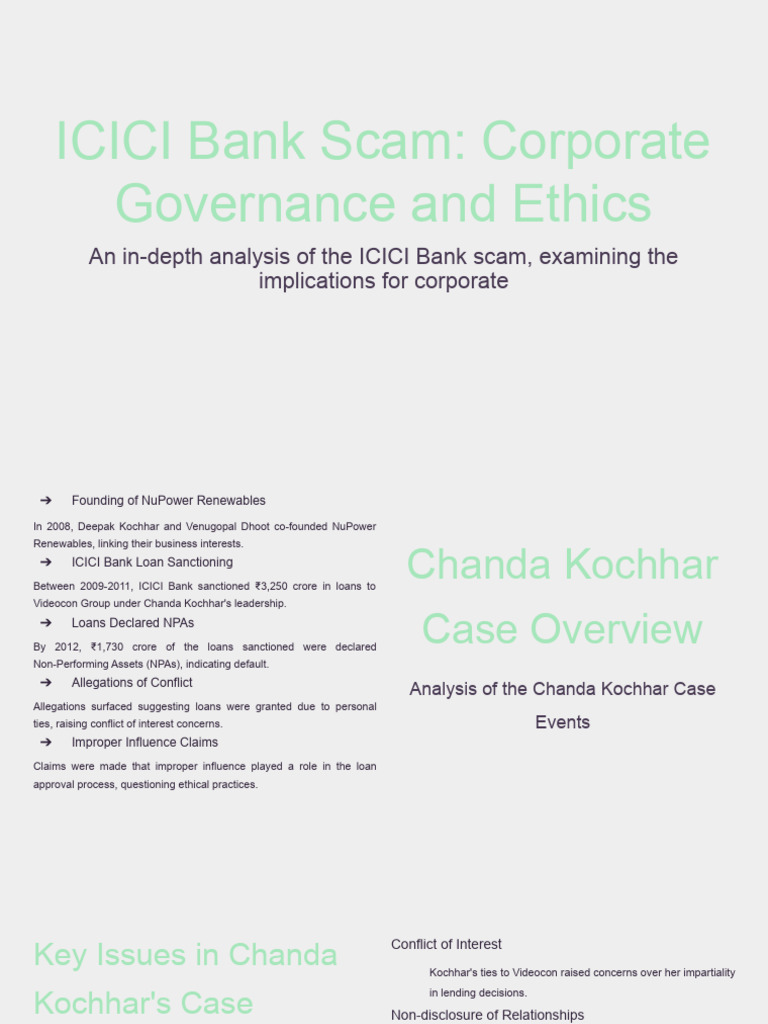 ICICI Bank Scam - Corporate Governance and Ethics | PDF