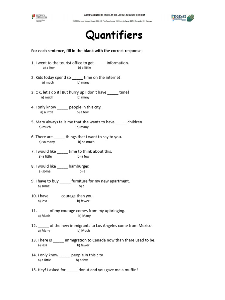 Quantifiers - Exercises | PDF