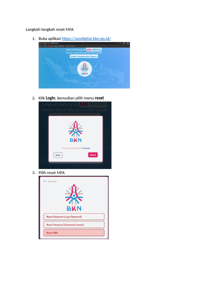 Langkah Reset MFA | PDF