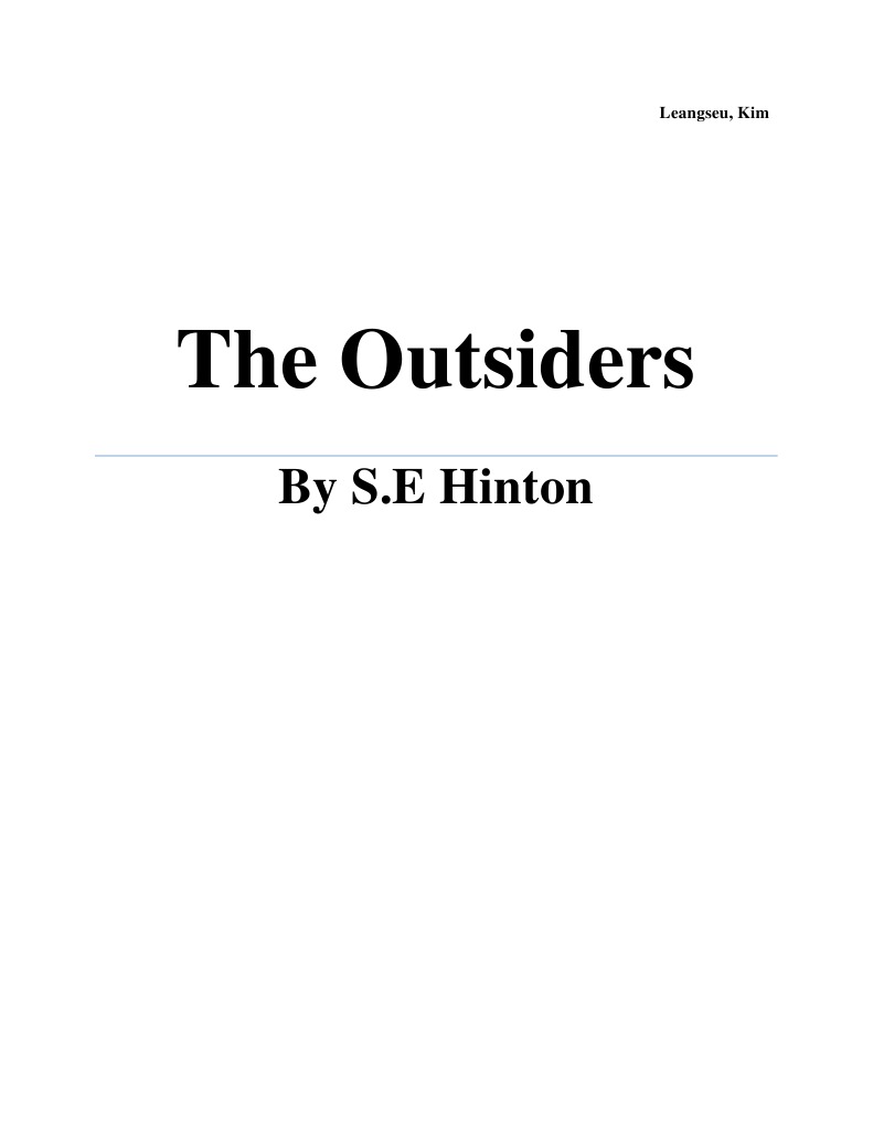 The Outsiders Friendship | PDF