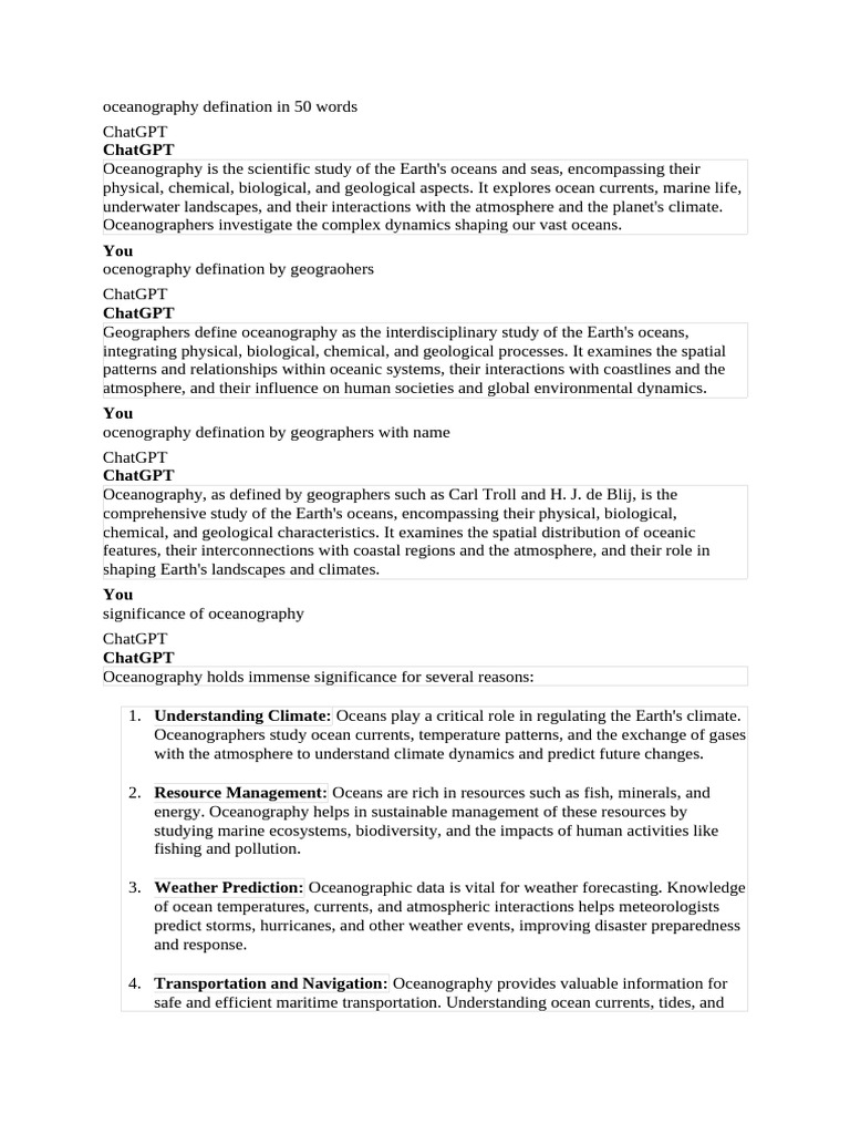 Oceanography Study Material | PDF | Oceans | Oceanography