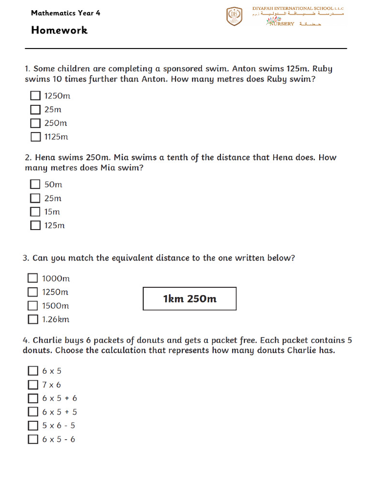 Year 4 Maths HW | PDF