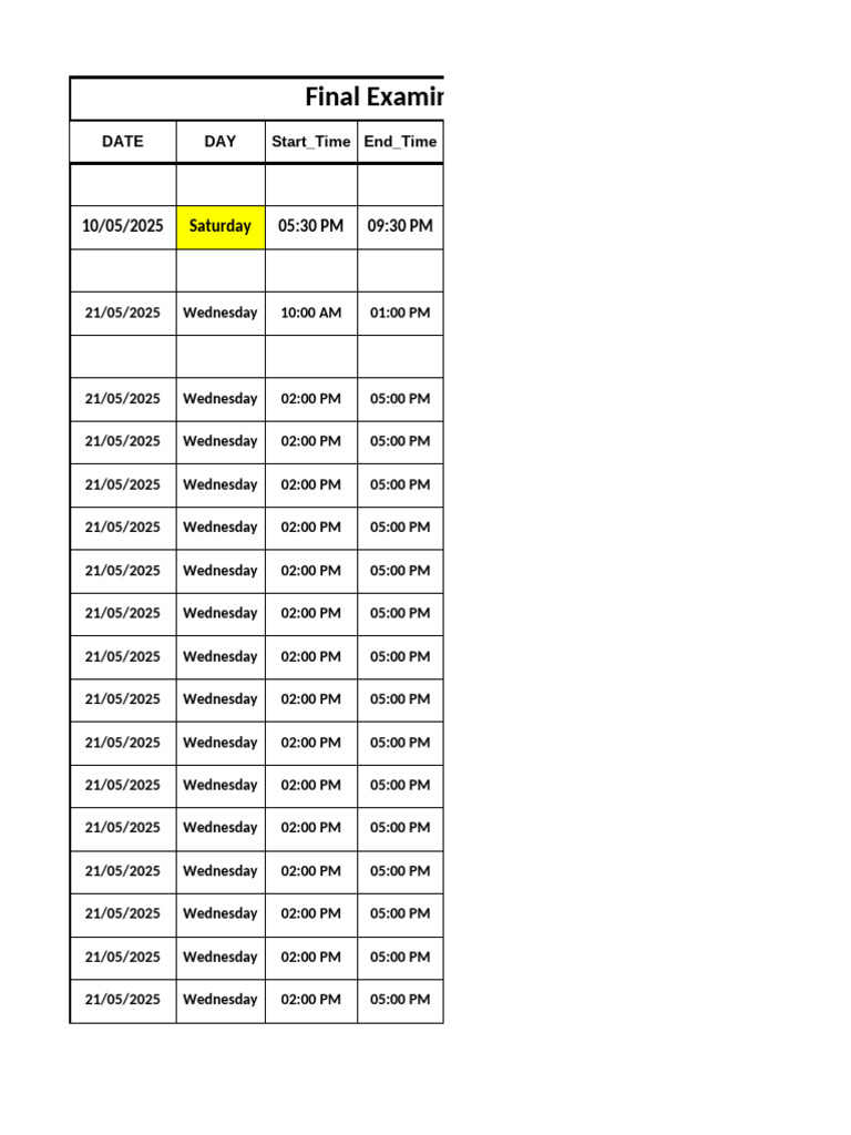 City University Exam Schedule 2025 | PDF