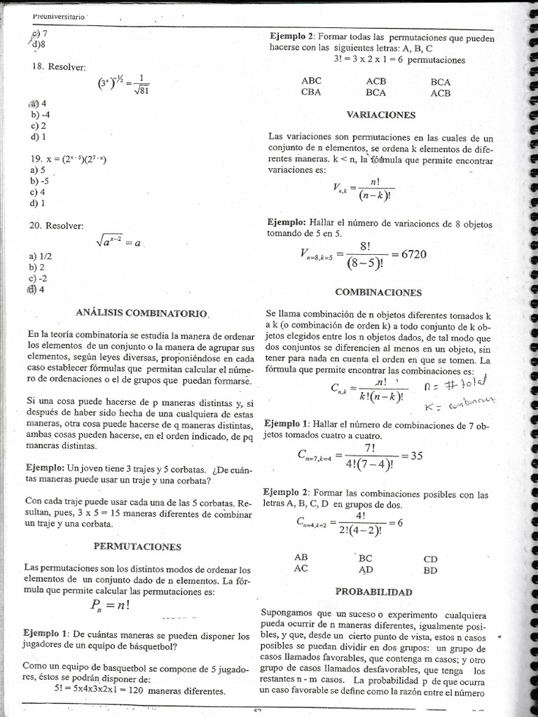Análisis Combinatorio | PDF