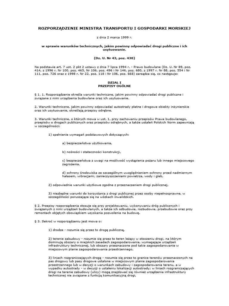 Rozporządzenie Ministra Transportu I Gospodarki Morskiej | PDF