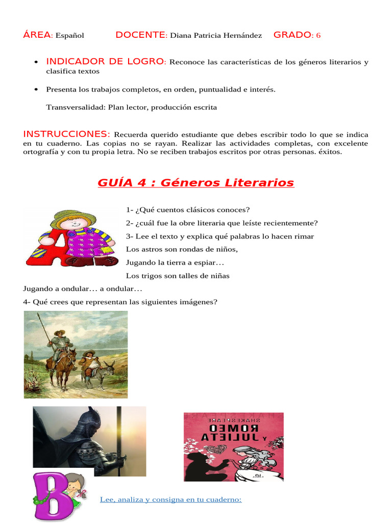 Clasificación de Géneros Literarios | PDF | Poesía | Narración