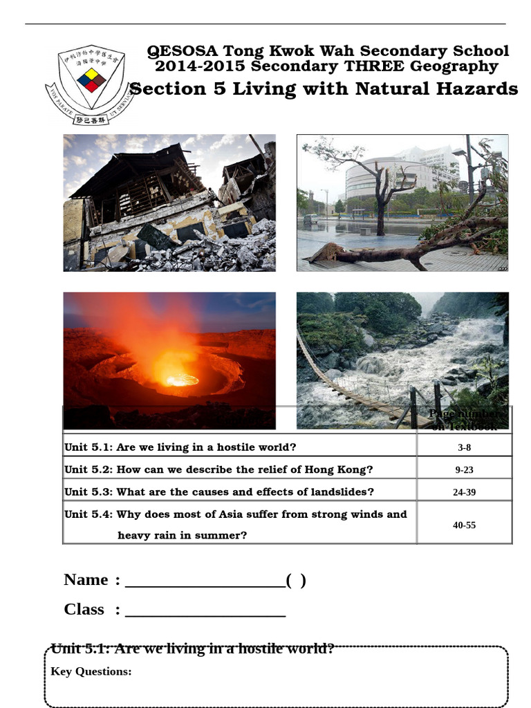 Living With Natural Hazards Notes Unit 5.1 | PDF | Natural Disasters ...