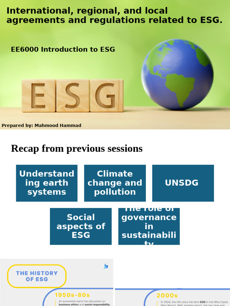 International, regional, and local agreements and regulations related ...