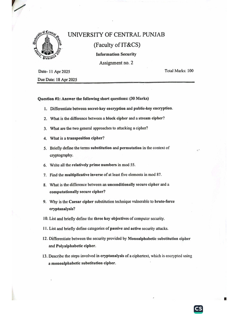 Information Security Assignment 1 Pdf