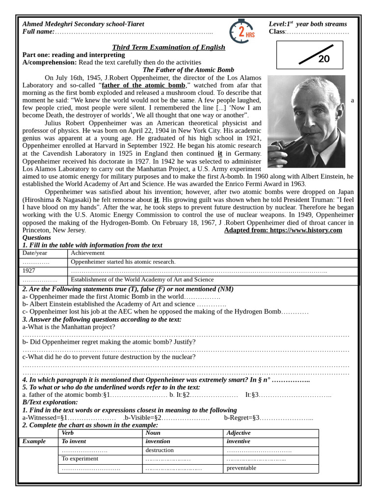 Third Term Examination Related To Unit 45 Eureka Under The Theme of Technology and Innovation ...