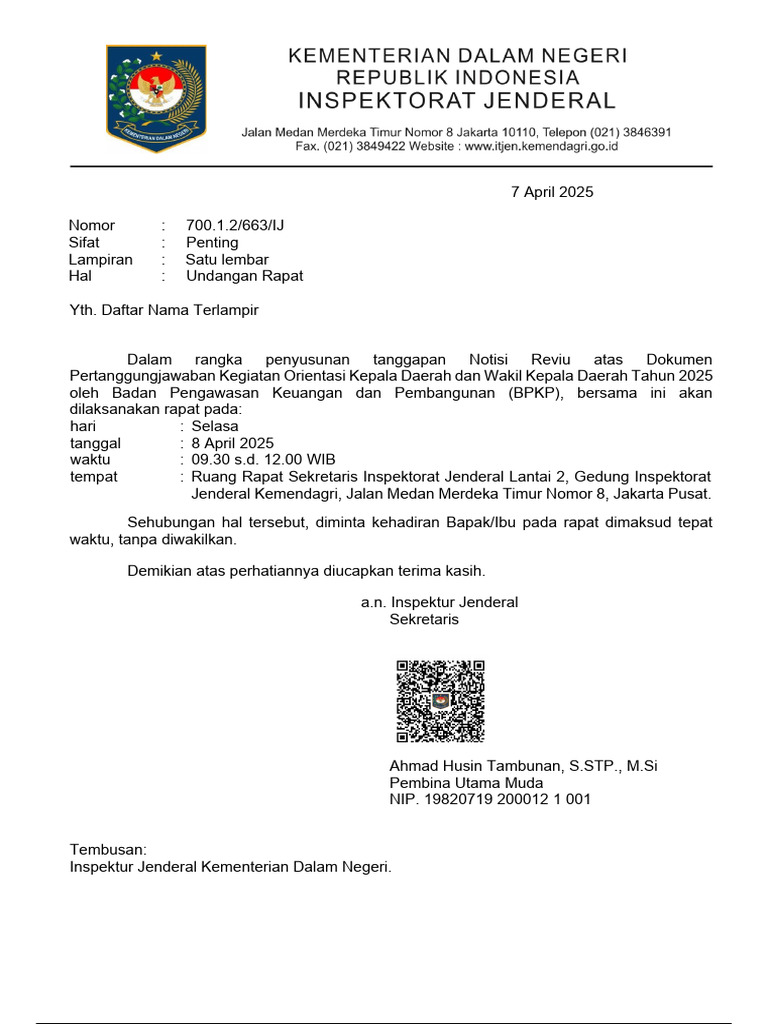 Undangan Rapat Tanggapan Notisi Reviu | PDF