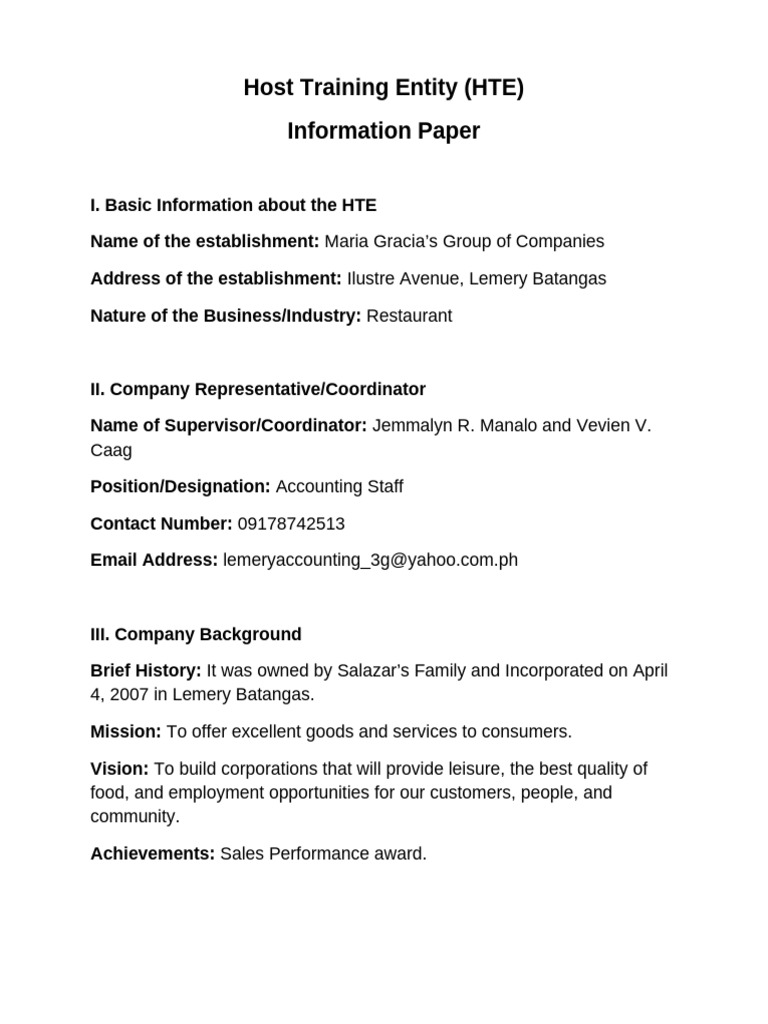 Host Training Establishment FORMAT | PDF | Legal Concepts | Corporations