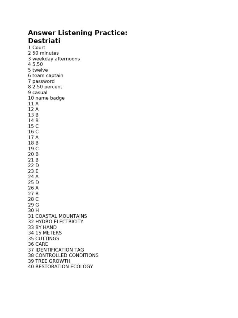 Answer Listening Practice | PDF