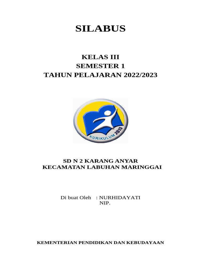 Silabus Kelas 3 SMT 1 | PDF