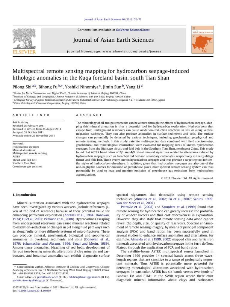 Aster Multispectral Remote Sensing Mapping For Hydrocarbon Seepage ...