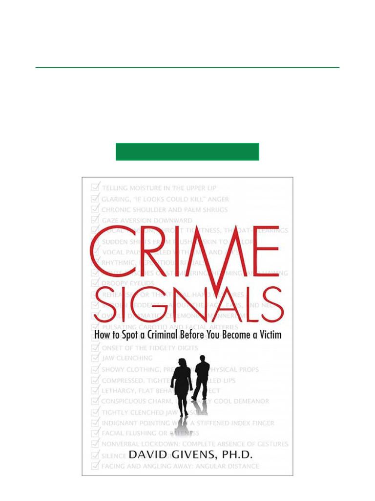 Crime Signals How To Spot A Criminal Before You Become A Victim No-Wait ...