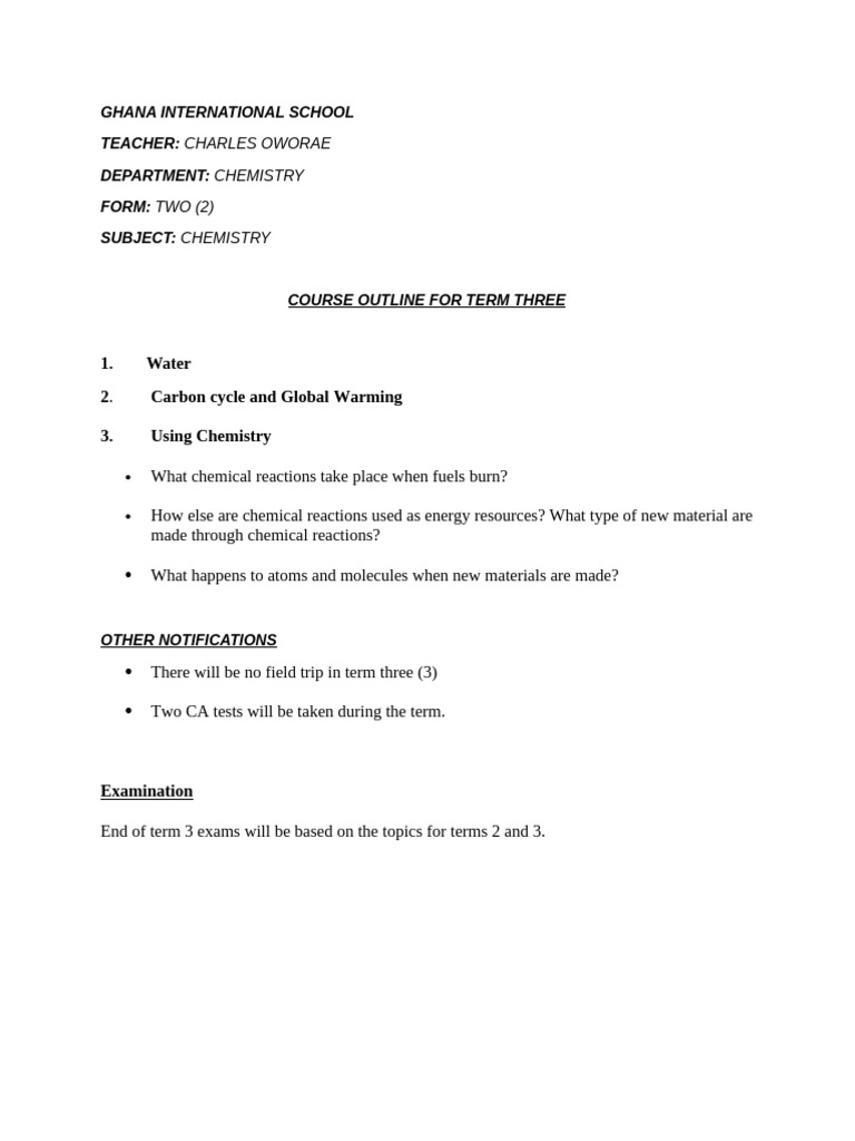 Course Outline For Term 3 | PDF