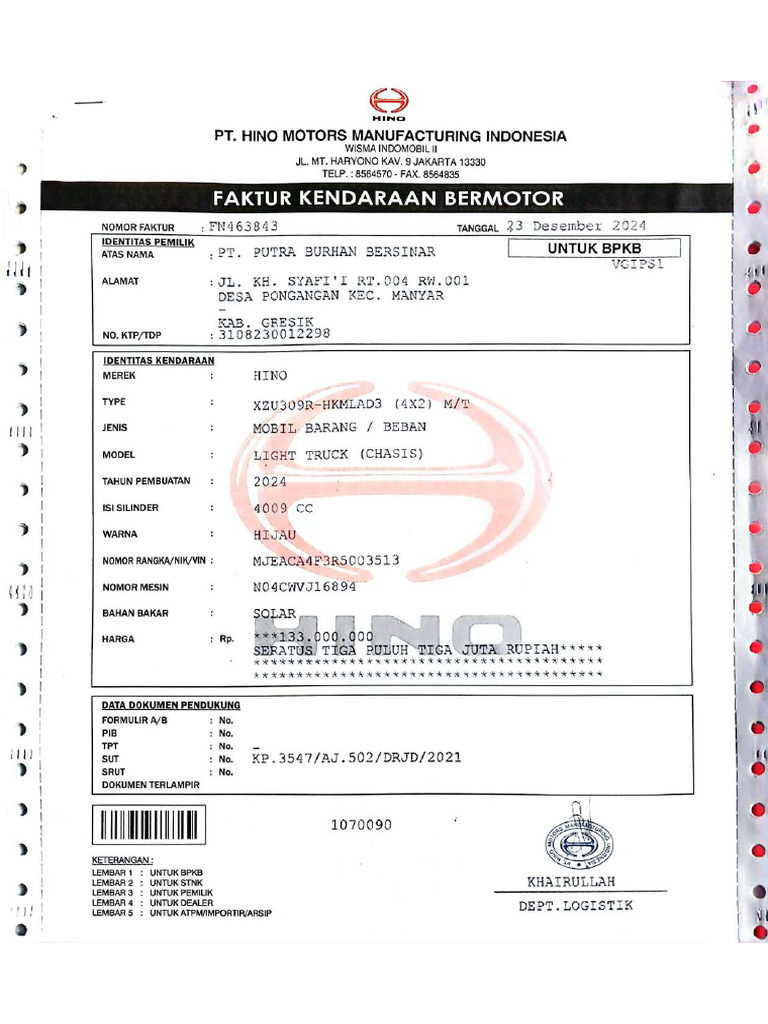 Pt. Putra Burhan 03513 Umum (Gresik) | PDF