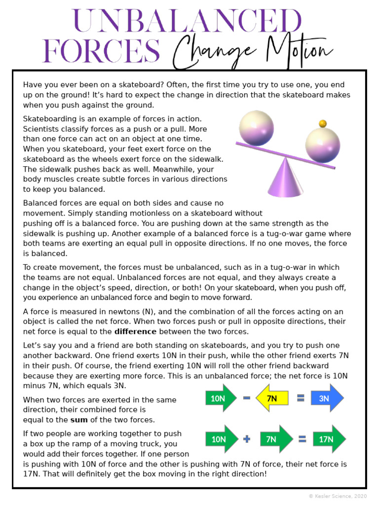 Unbalanced Forces Change Motion - Interactive | PDF | Force | Mass