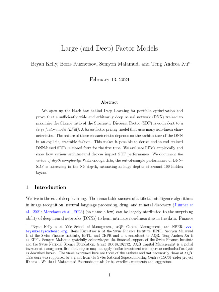 2402-Large (And Deep) Factor Models | PDF | Deep Learning | Algorithms