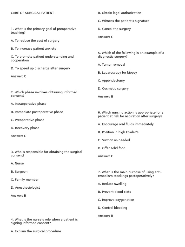 care of surgical patients GPT test | PDF | Surgery | Wound