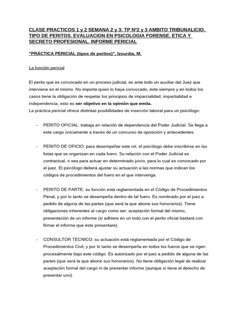 Tipos de Peritos en Psicología Forense | PDF | Testigo experto ...
