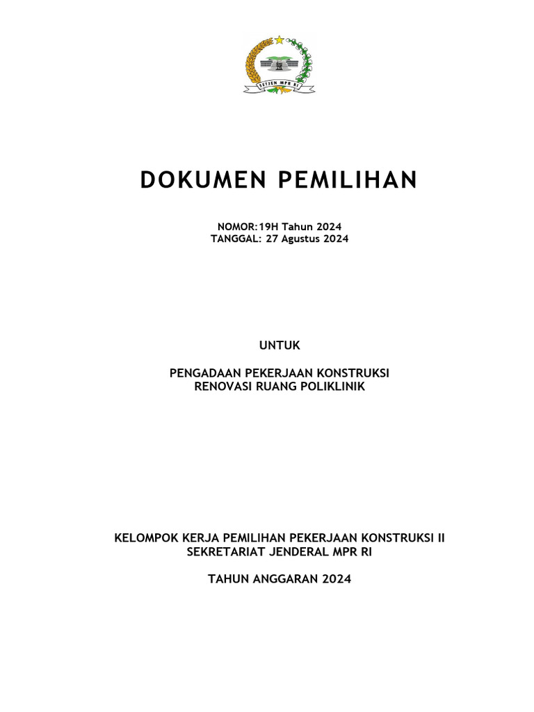 Dokumen Pemilihan Tender Pekerjaan KonstruksiPoliklinik | PDF