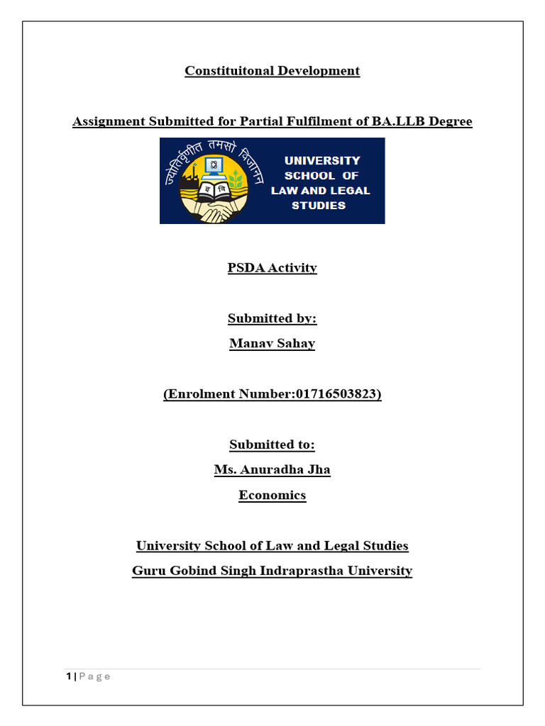 Economics Assignment On Constitutional Development | PDF | Government | Justice