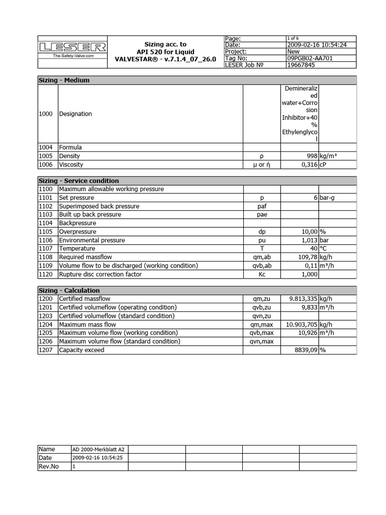 09pgb02-Aa701 (API 520 Liquid) | PDF | Valve | Pressure