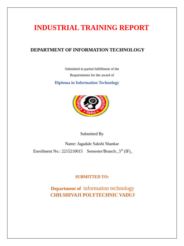 Industrial Training Report | PDF