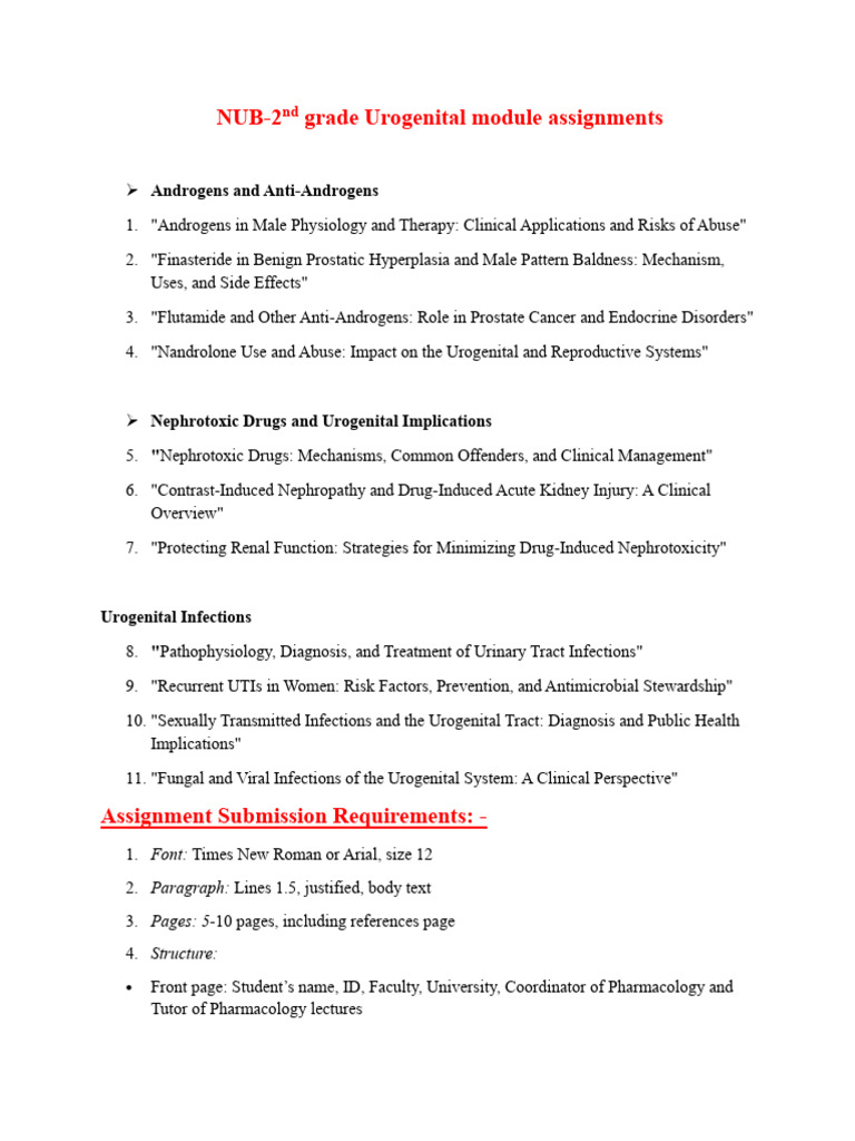 2nd Year Urogenital Module Assegnments | PDF | Urinary Tract Infection ...