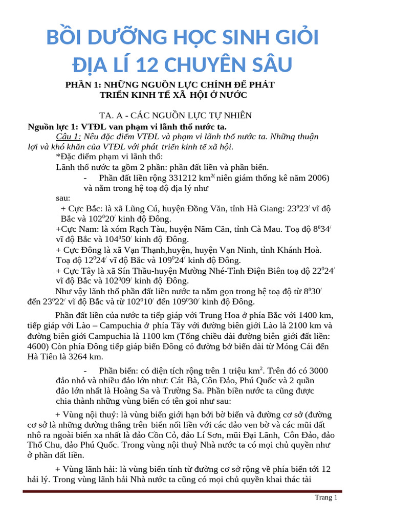 BDHSG Dl12 - Chuyen Sau | PDF