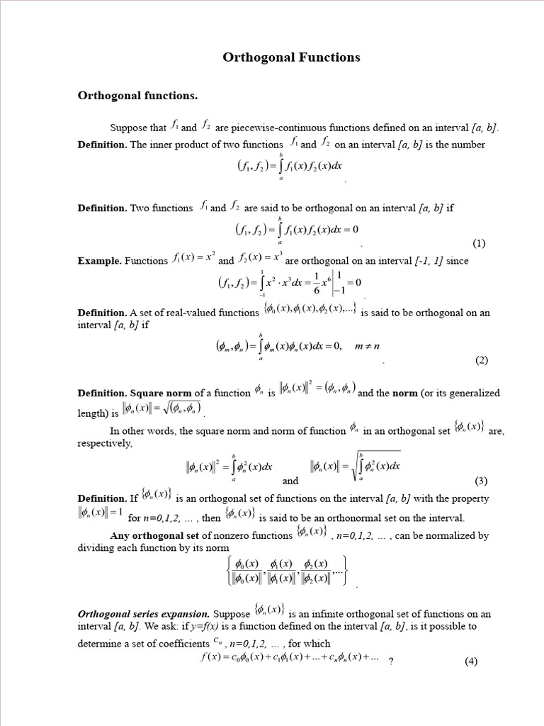 9 Orthogonal Functions | PDF | Function (Mathematics) | Linear Algebra