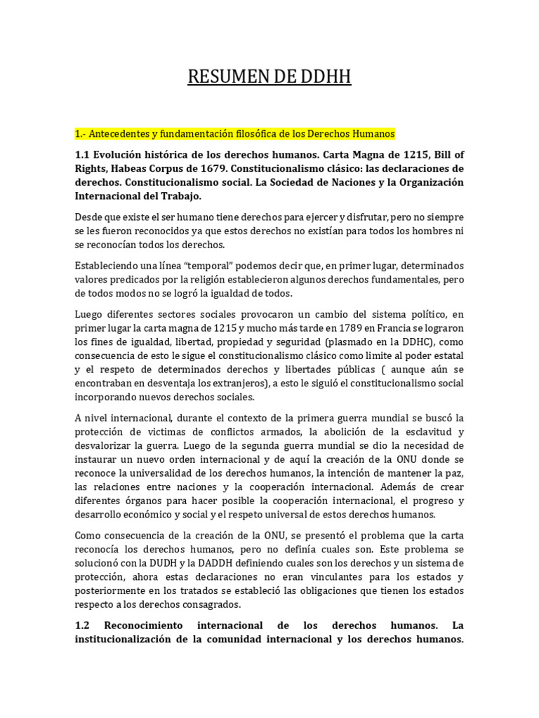 Resumen de DDHH | PDF | Derechos humanos | Derechos